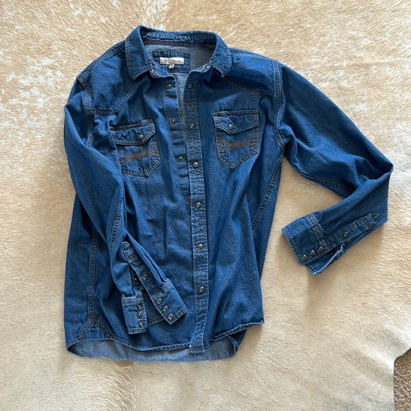Shirts | Blue Ranchwear Denim Western Shirt | Poshmark